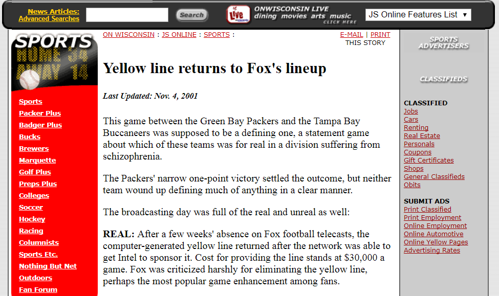 How Marketing Saved the NFL’s Yellow First Down Line – Braithwaite ...